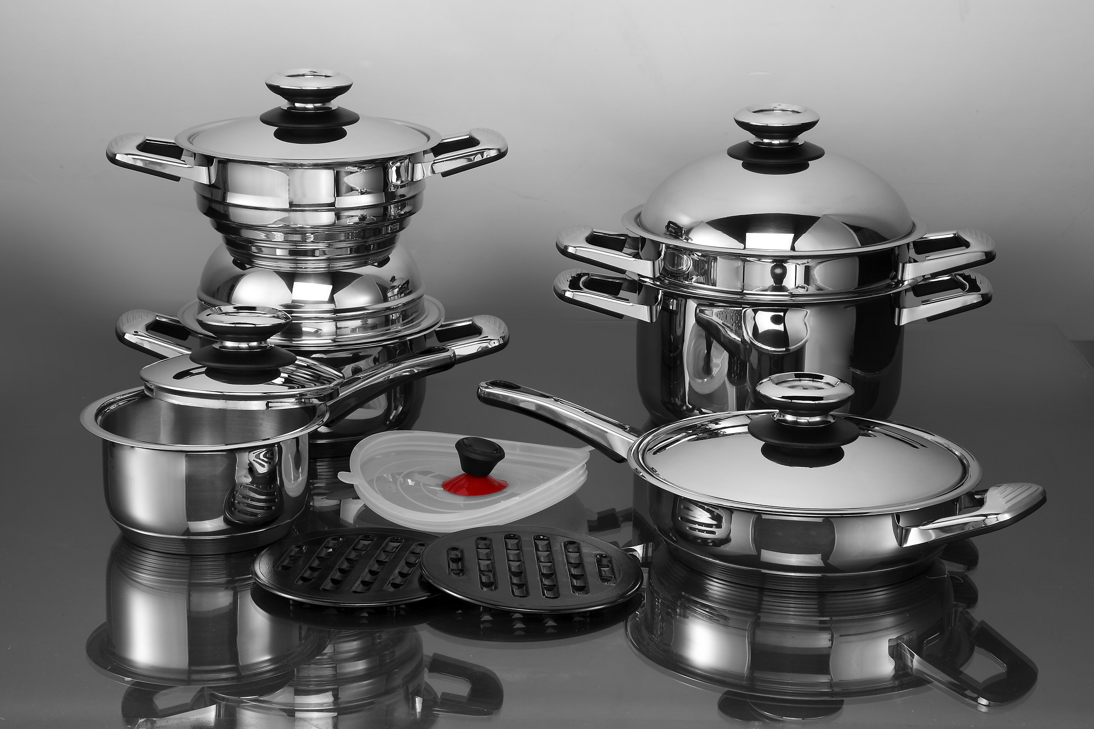 stainless steel cookware set,15 pcs wide-edge cookware set